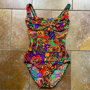 Vintage Retro 80s Christina One Piece Swimsuit - Gem
